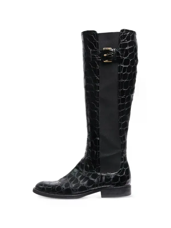 Emporio Armani Croc-effect Leather Knee High Boots