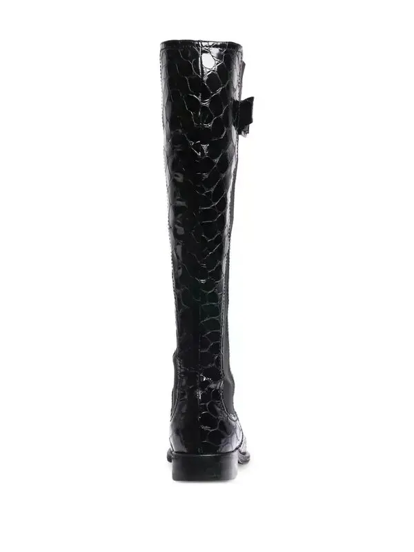 Emporio Armani Croc-effect Leather Knee High Boots