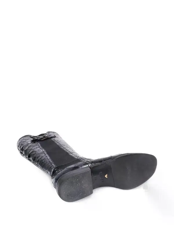 Emporio Armani Croc-effect Leather Knee High Boots