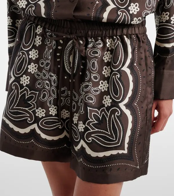 NILI LOTAN Frances Printed Silk Twill Shorts