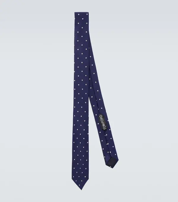 TOM FORD Polka-dot Silk Twill Neck Tie - Blue