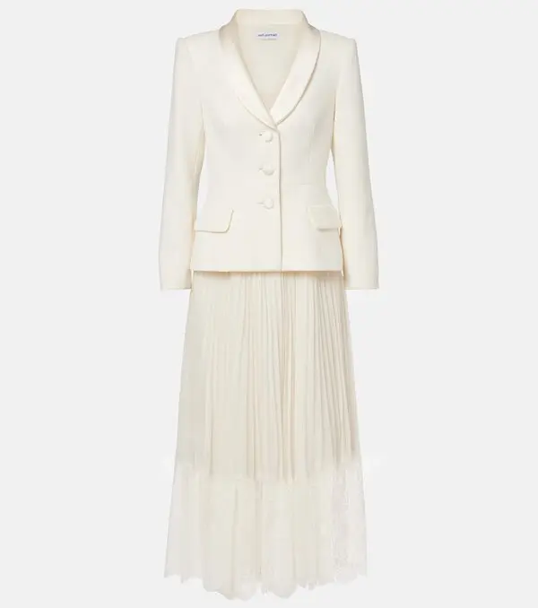 SELF-PORTRAIT Boucle And Chiffon Midi Dress