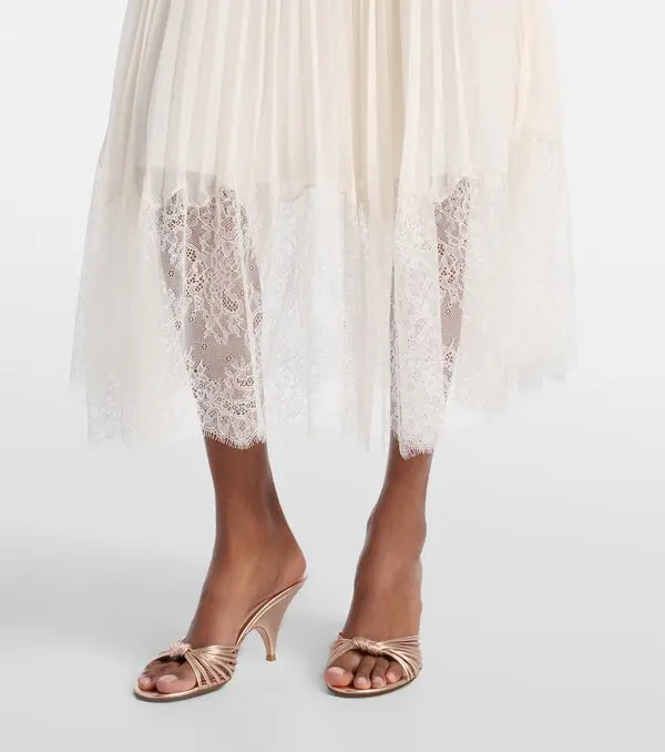 SELF-PORTRAIT Boucle And Chiffon Midi Dress