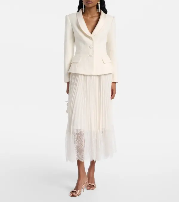 SELF-PORTRAIT Boucle And Chiffon Midi Dress
