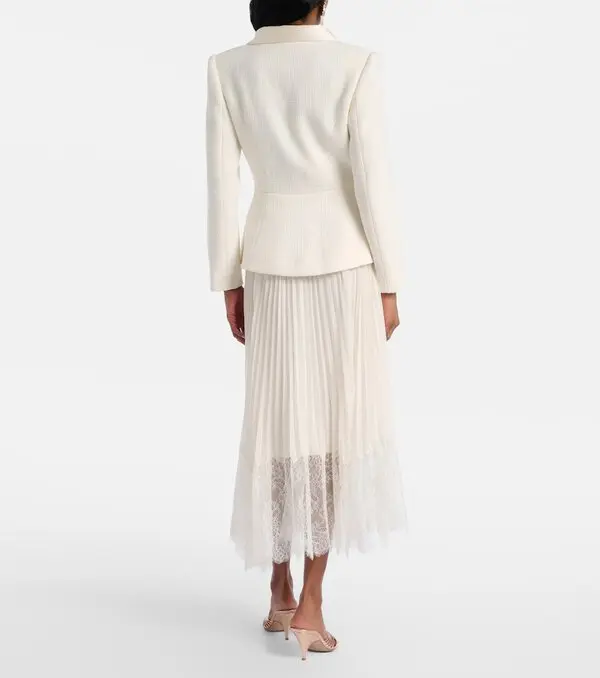 SELF-PORTRAIT Boucle And Chiffon Midi Dress