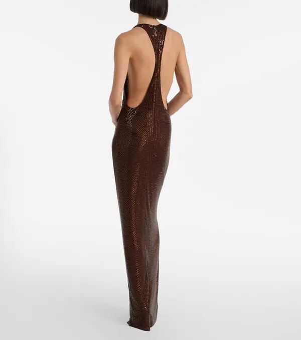SELF-PORTRAIT Rhinestone-embellished Maxi Dress