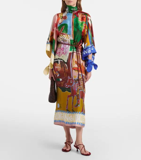 ALEMAIS Tangible Love Printed Silk Midi Dress