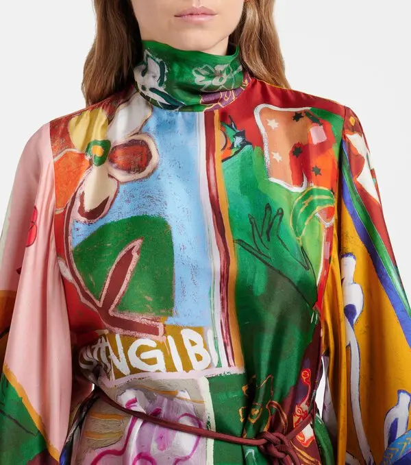 ALEMAIS Tangible Love Printed Silk Midi Dress