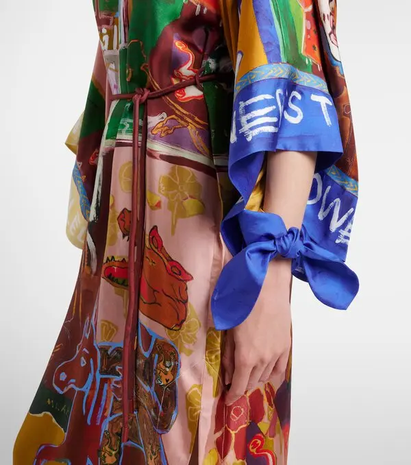 ALEMAIS Tangible Love Printed Silk Midi Dress
