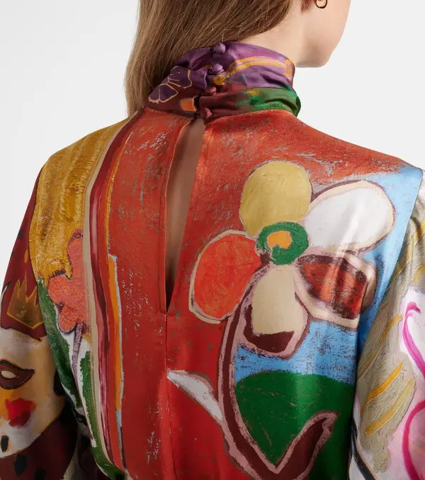 ALEMAIS Tangible Love Printed Silk Midi Dress