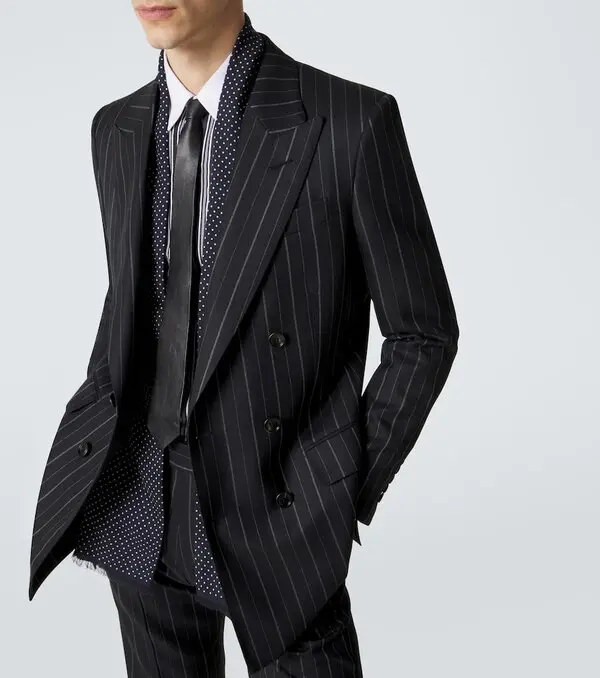 TOM FORD Striped Wool Blazer - Black