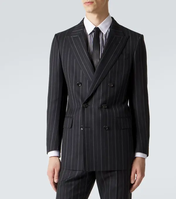 TOM FORD Striped Wool Blazer - Black