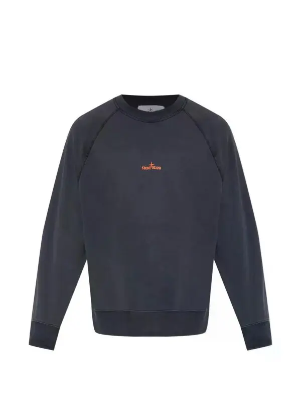 Stone Island Logo Print Raglan Sleeve Sweater - Grey