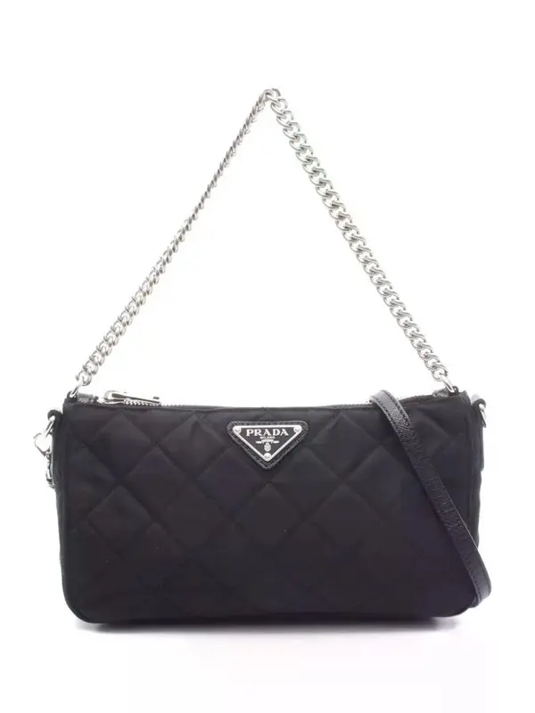 Prada Quilted Chain Shoulder Bag - Black