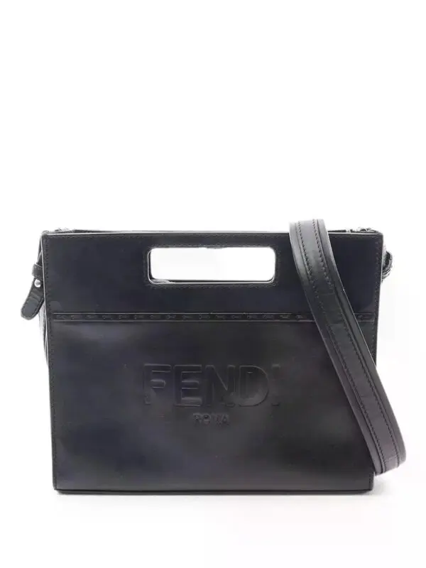 Fendi 2000s Debossed Logo Handbag - Black