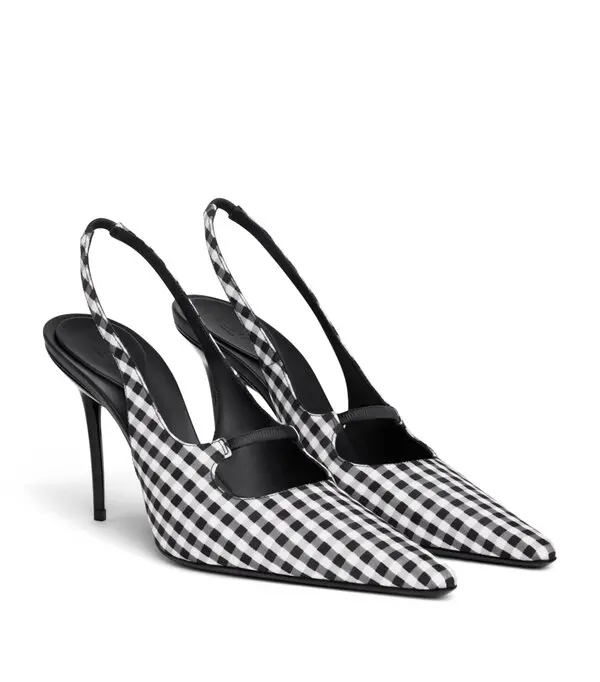 Alaïa Vichy Print Drop Slingback Pumps