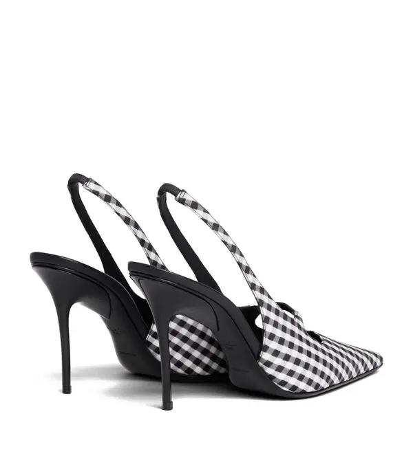 Alaïa Vichy Print Drop Slingback Pumps