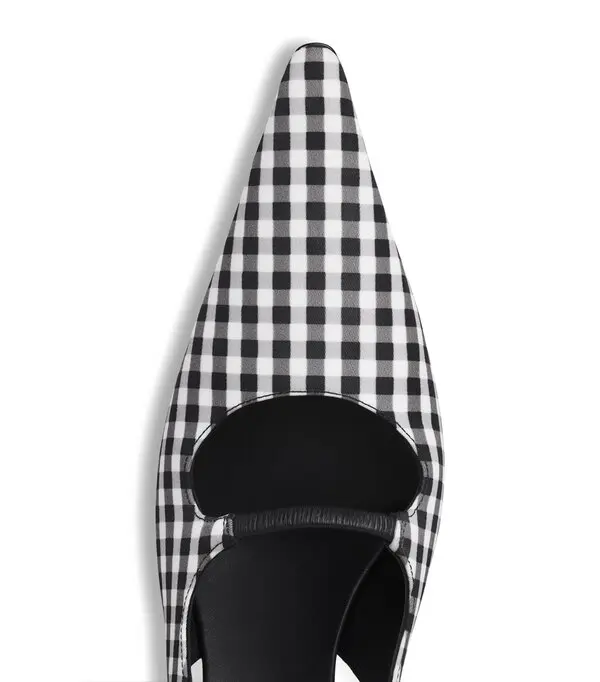 Alaïa Vichy Print Drop Slingback Pumps