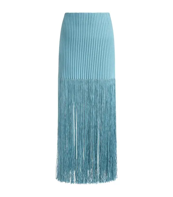 Alaïa Fringed Maxi Skirt - Grey