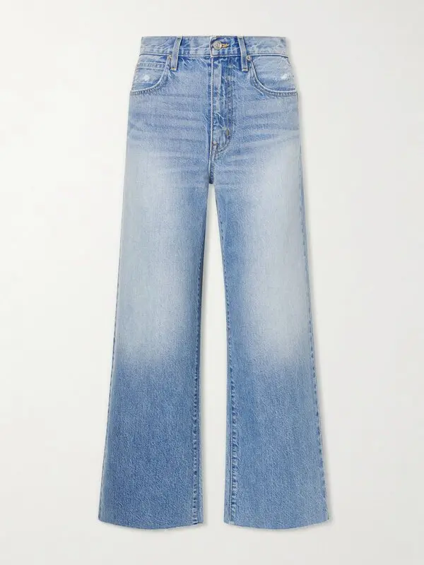SLVRLAKE Grace Cropped High-rise Wide-leg Jeans - Blue
