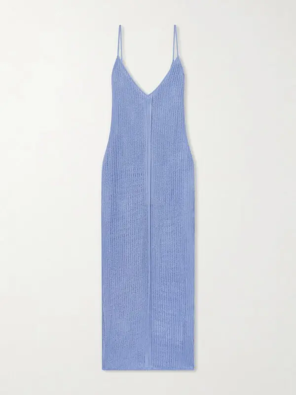 HAIGHT. Luna Open-knit Midi Dress - Blue