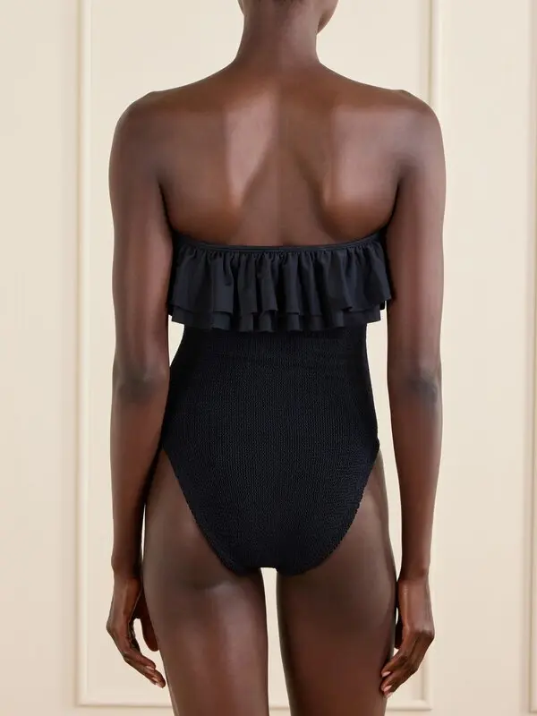 Hunza G Eloise Strapless Ruffled Crinkle™ Swimsuit
