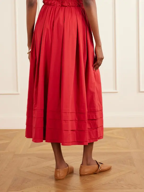 Faithfull The Brand Cales Pleated Cotton-poplin Midi Skirt