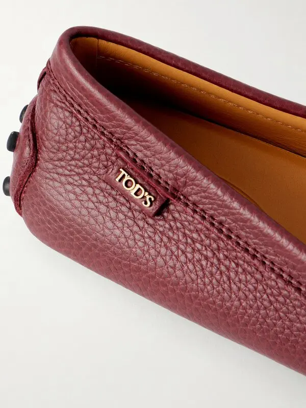 TOD'S Gommino Textured Leather Loafers - Red