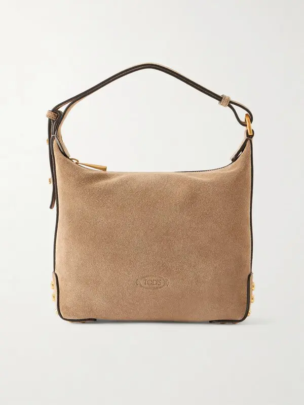 TOD'S Sacca Mini Suede Shoulder Bag - Brown