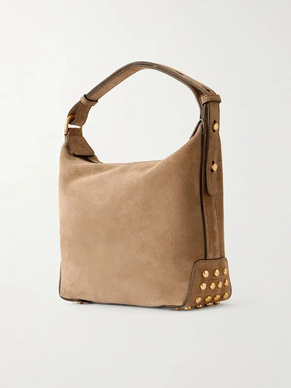 TOD'S Sacca Mini Suede Shoulder Bag - Brown