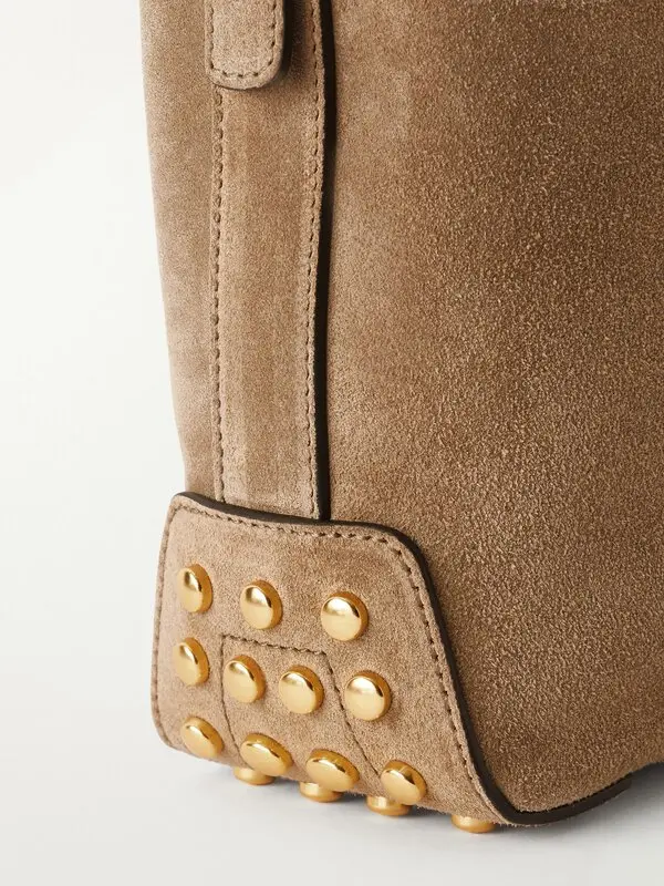 TOD'S Sacca Mini Suede Shoulder Bag - Brown