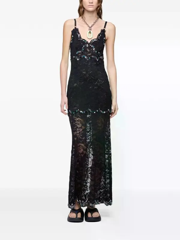 Rabanne Lace Sequin-embellished Dress - Black