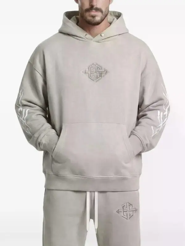 EXIT SOCIETY Fractured X Logo-detail Graphic-print Hoodie