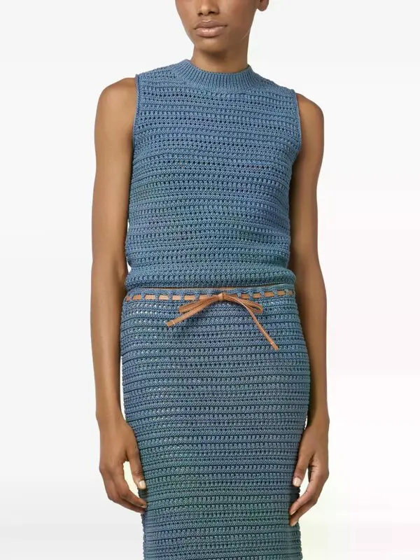TOD'S Crochet Knit Sleeveless Top - Blue