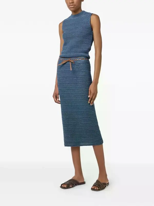 TOD'S Crochet-knit Midi Skirt - Blue