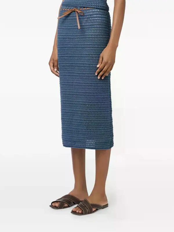 TOD'S Crochet-knit Midi Skirt - Blue