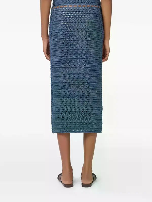 TOD'S Crochet-knit Midi Skirt - Blue