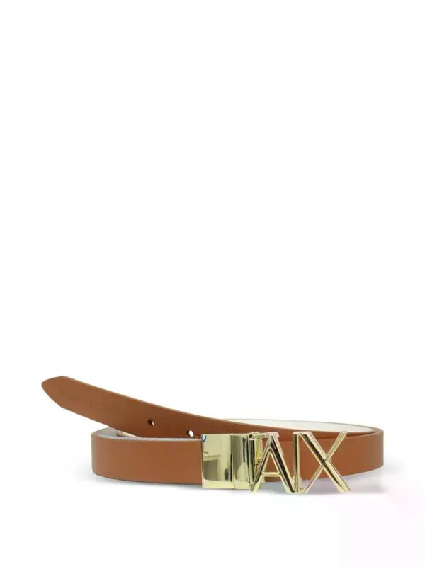 Armani Exchange Logo Plaque Leather Belt