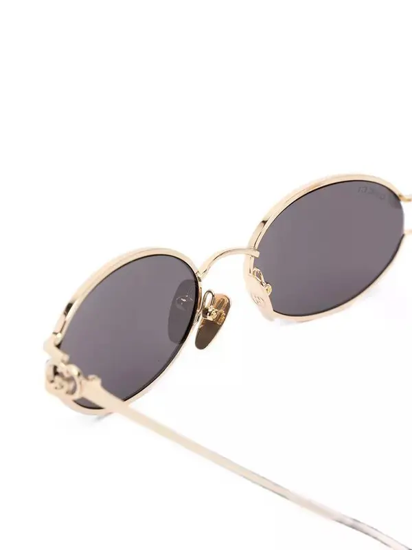 Gucci Oval-frame Sunglasses With Interlocking G Logo - Gold