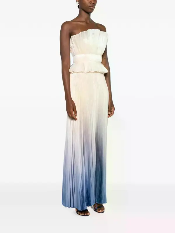L'IDEE Masquerade Pleated Maxi Dress - Neutrals
