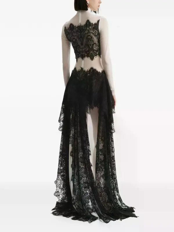 2310 STUDIO Lace Panelled High-low Maxi Dress