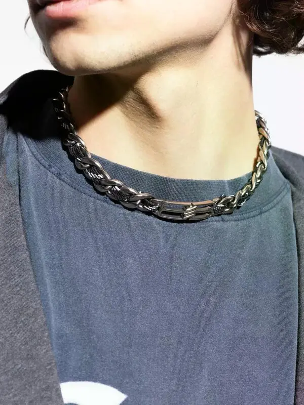 Balenciaga Bb Icon Braided-chain Necklace - Silver