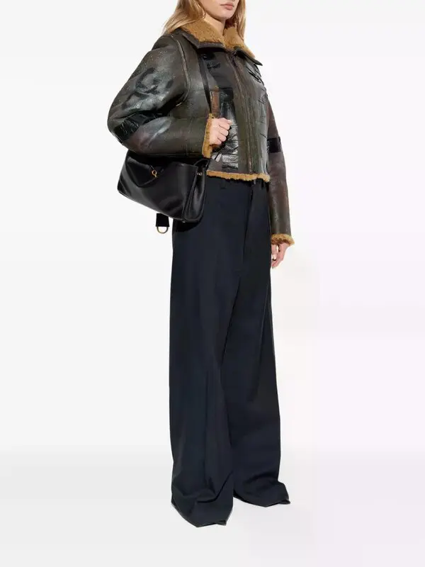 Balenciaga Distressed Leather Bomber Jacket