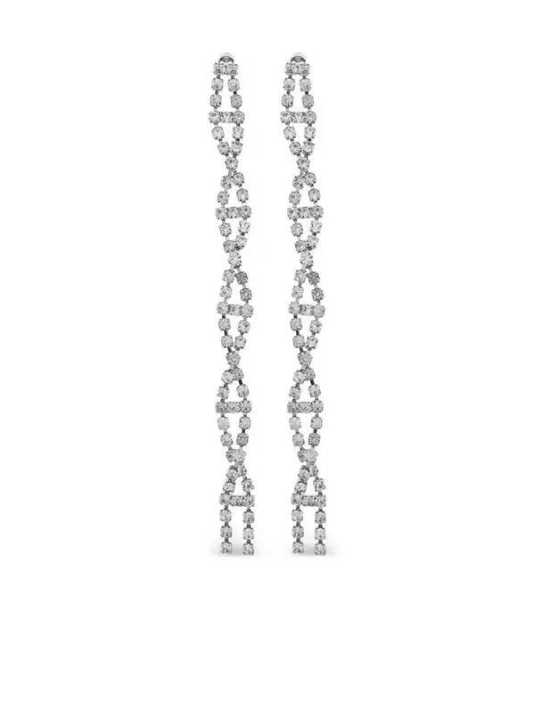 Balenciaga Riviera Crystal-embellished Wave Earrings - Silver