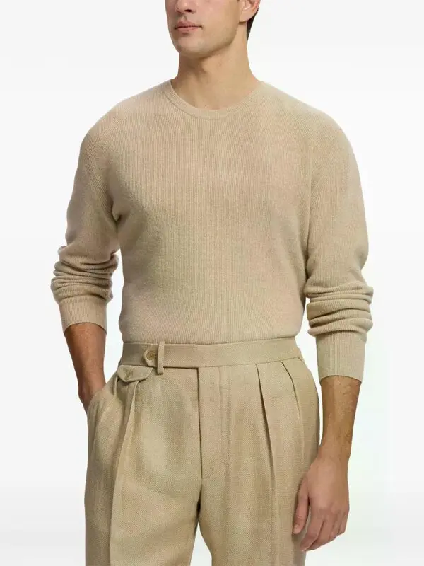 Ralph Lauren Purple Label Ribbed Cashmere Crewneck Sweater