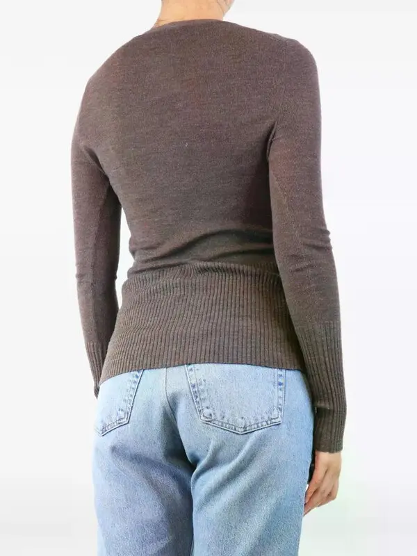 ISSUE TWELVE V-neck Ribbed Cardigan - Brown
