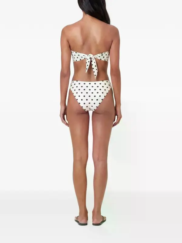 NICHOLAS Polka-dot Knotted Bandeau Bikini Top - Neutrals