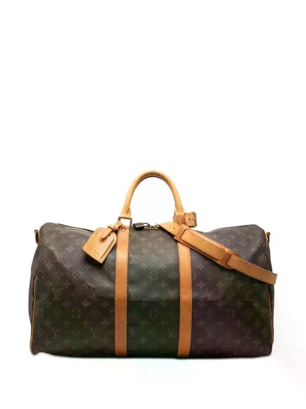 LOUIS VUITTON Monogram Keepall Bandouliere 50 Travel Bag - Brown