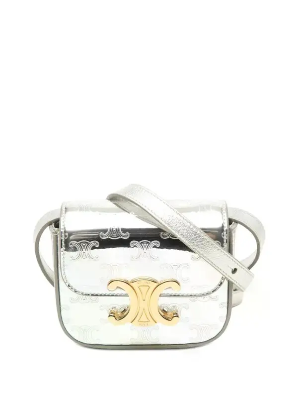 Celine Mini Triomphe Claude Crossbody Bag - Silver