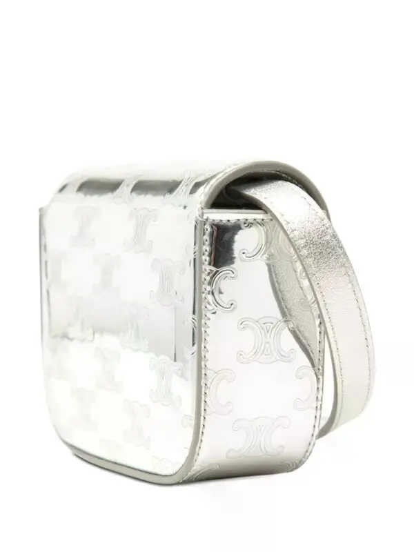 Celine Mini Triomphe Claude Crossbody Bag In Metallic Calfskin - Silver